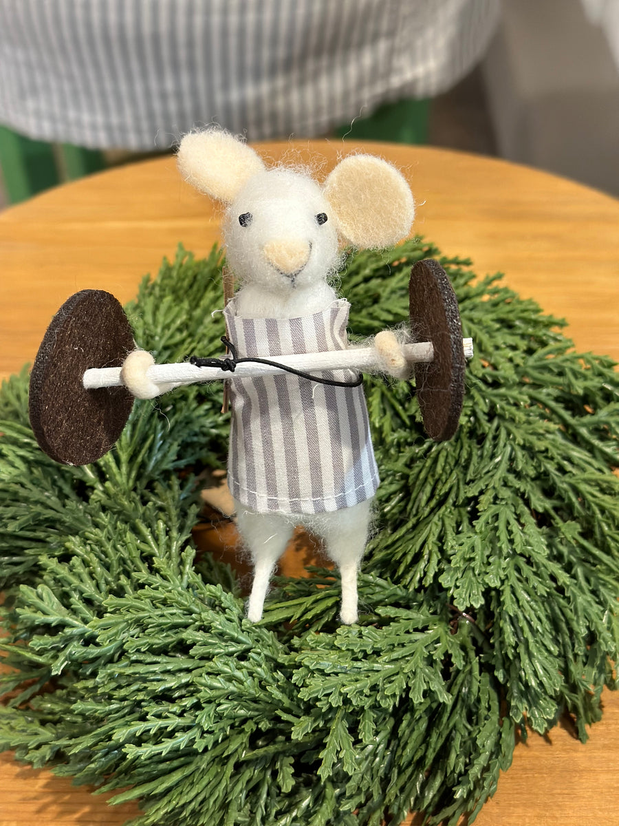 Wool felt Mouse Weight lifter – Cottle and Gunn